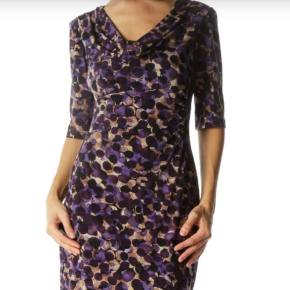 connected apparel | Dresses | Connected Apparel Purple Patterned Ruched ...